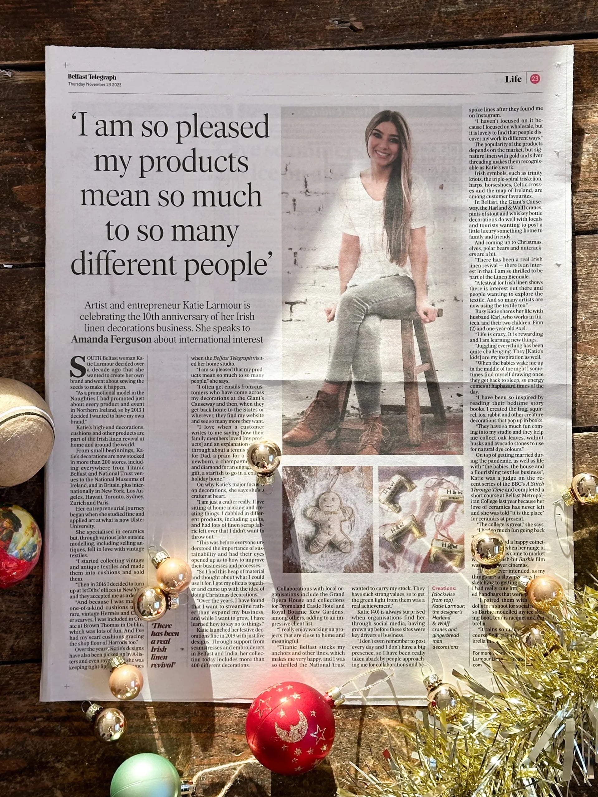 Belfast Telegraph Article – Katie Larmour Linen